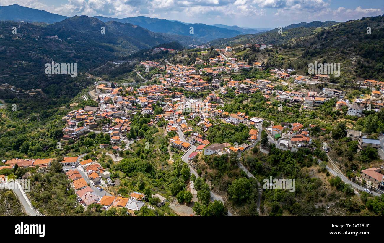 Aerial drone view of Kyperounta, Limassol district, Cyprus Stock Photo ...