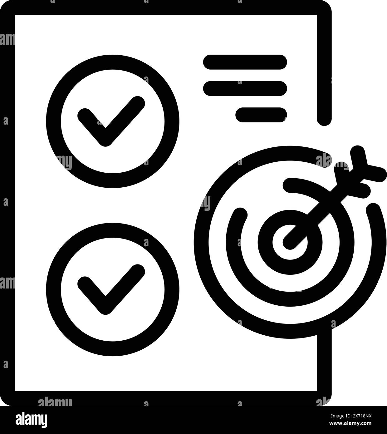 Black and white vector icon illustrating goals achievement with ...