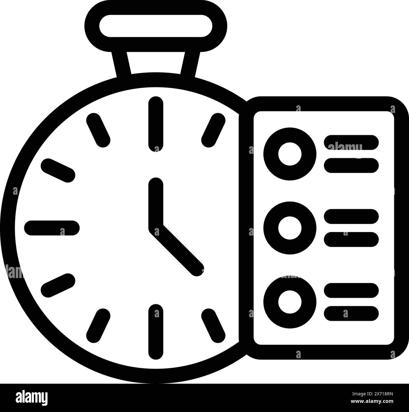 Simple black and white stopwatch icon illustration in flat linear style ...