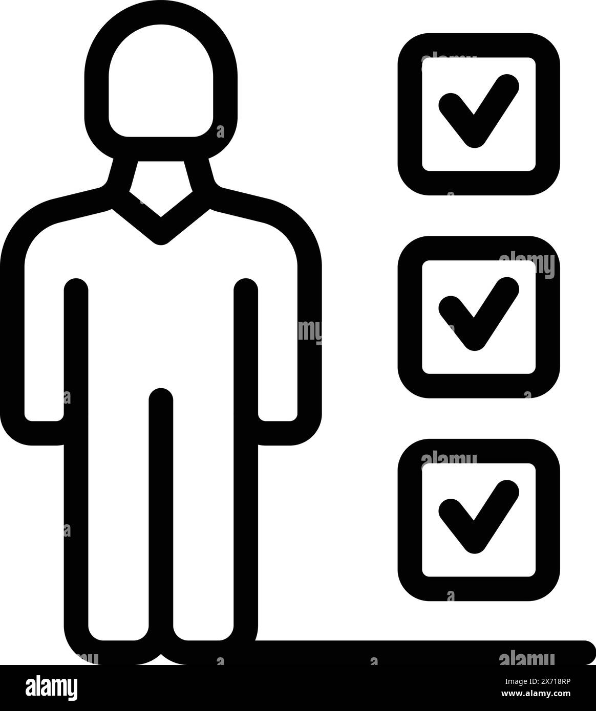 Minimalist flat checklist completion icon with editable stroke for ...