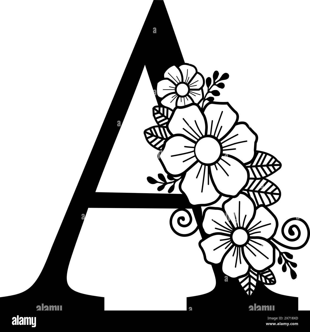 Image flower alphabet font vector hi-res stock photography and images ...