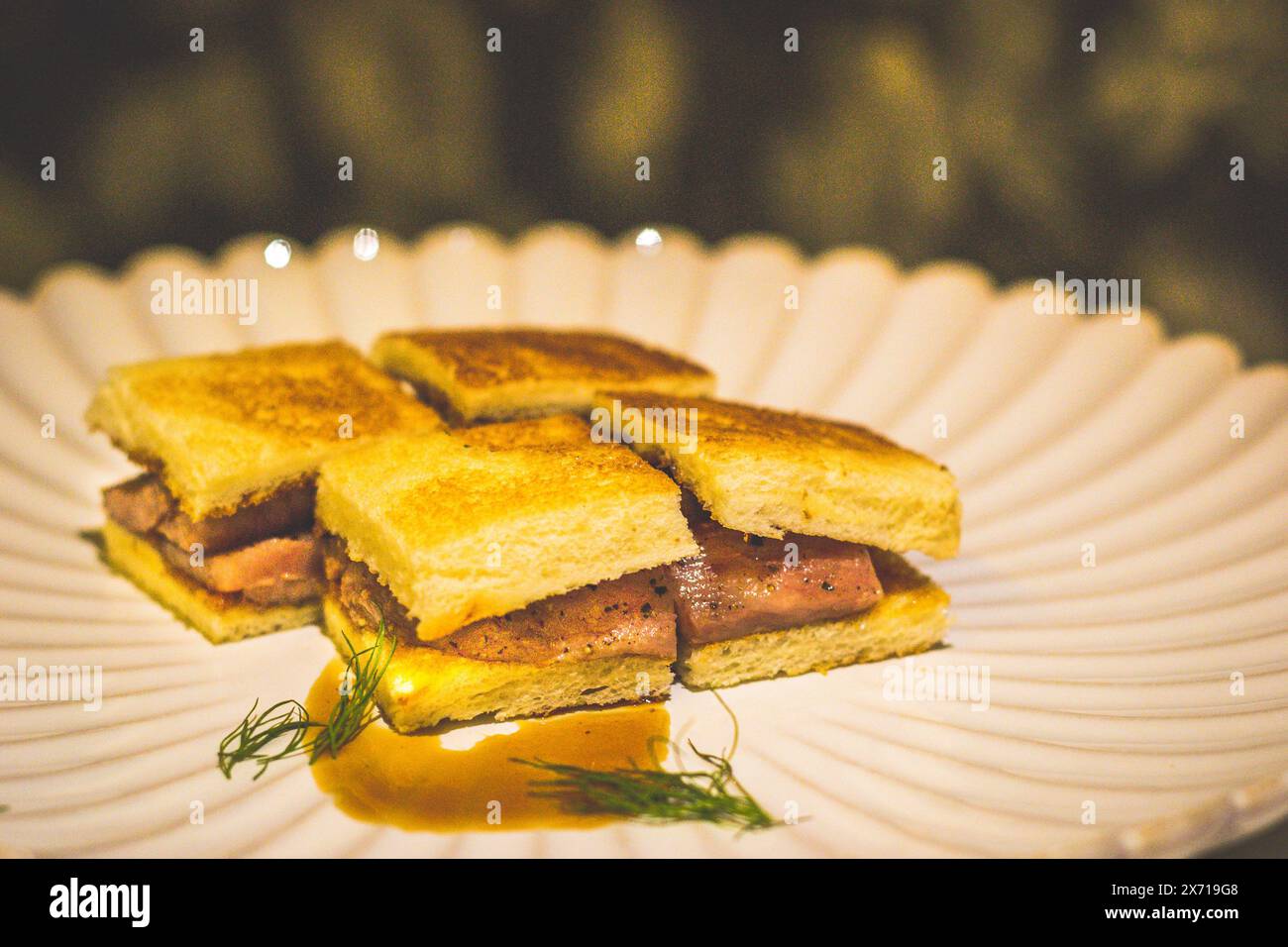 Grilled A5 Marbled Japanese Wagyu Steak in between toasted Sandwich ...