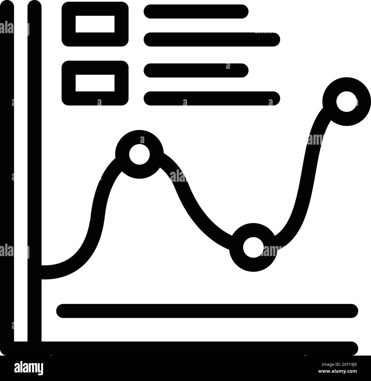 Simplistic black and white line graph icon with data metrics, ideal for ...