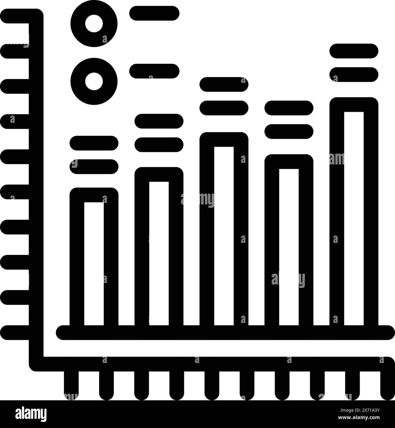 Simple line art bar graph icon in black and white, perfect for business ...