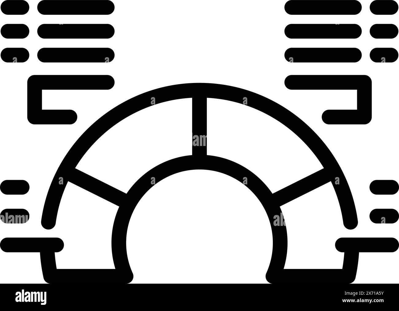 Simplified line art icon of a speedometer in a modern, flat design ...