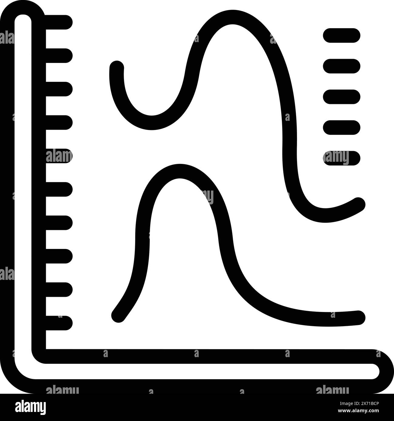 Simplified highcontrast line icon of a growth chart illustrating ...