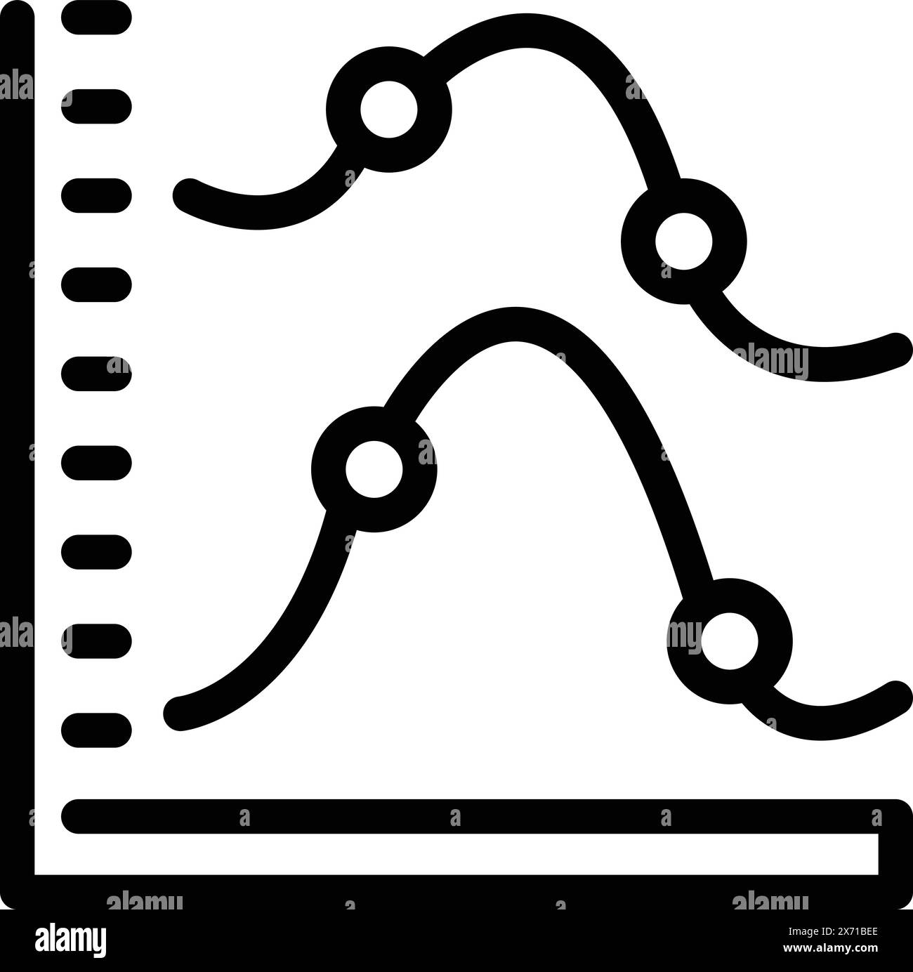 Simple black line graph vector icon with adjustable data points and a ...