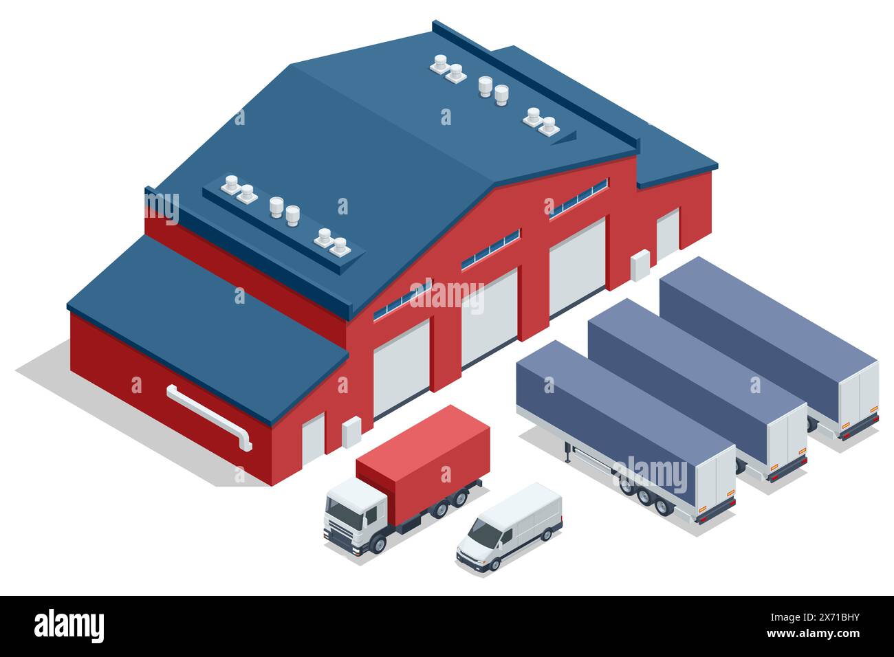 Isometric Warehouse Logistic Interior Storage Room Factory. Semi ...