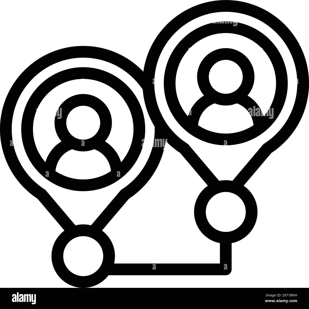 Minimalist black and white vector user connectivity map icon with ...