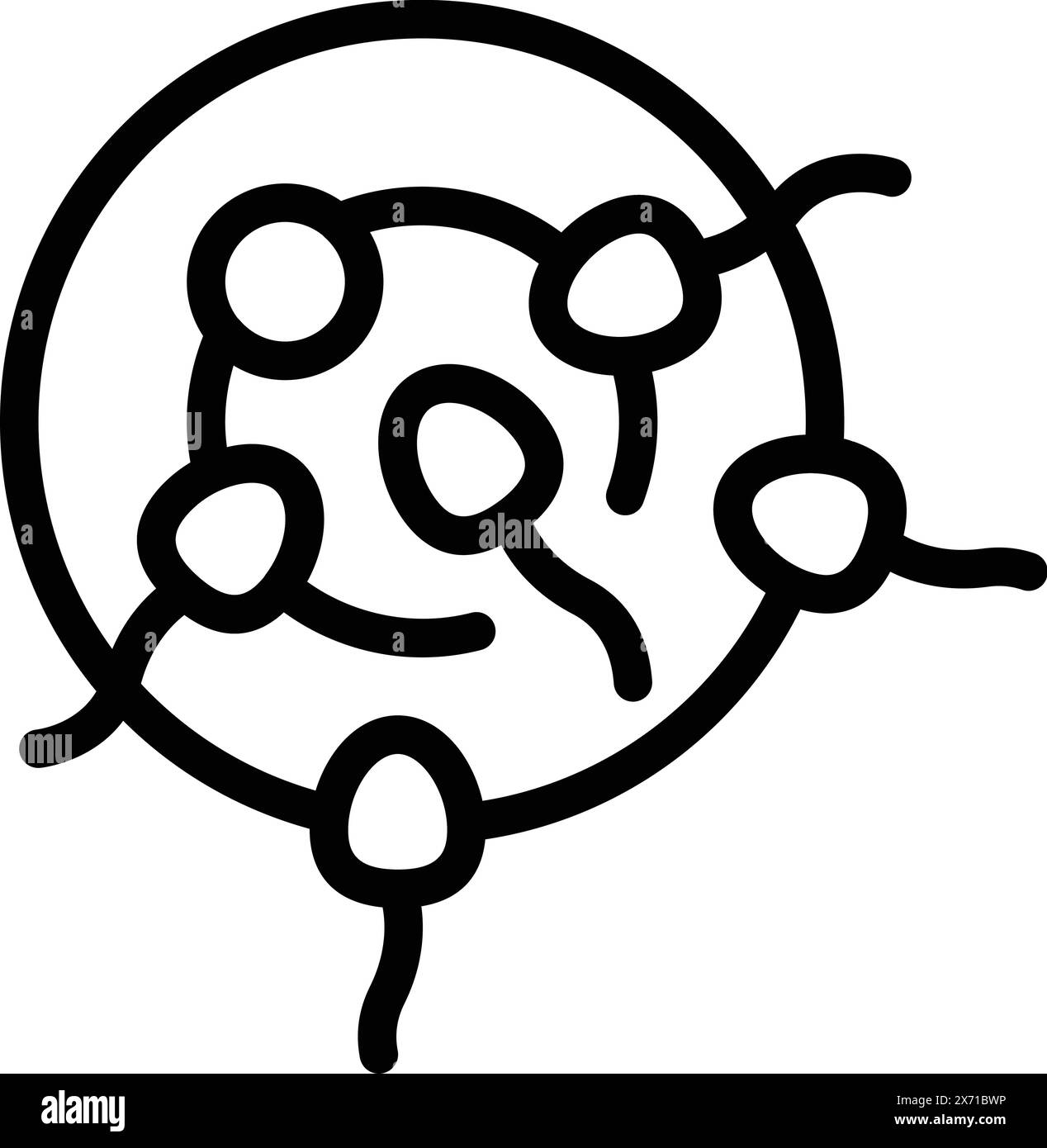 Simplistic line art depicting a network of connected nodes within a ...