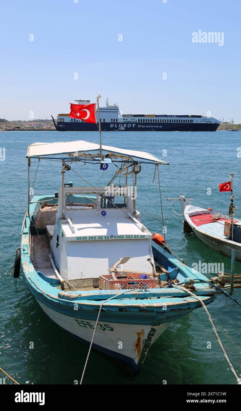CESME, IZMIR, TURKEY-MAY 20,2022:Traditional Wooden Fishing boats with ...