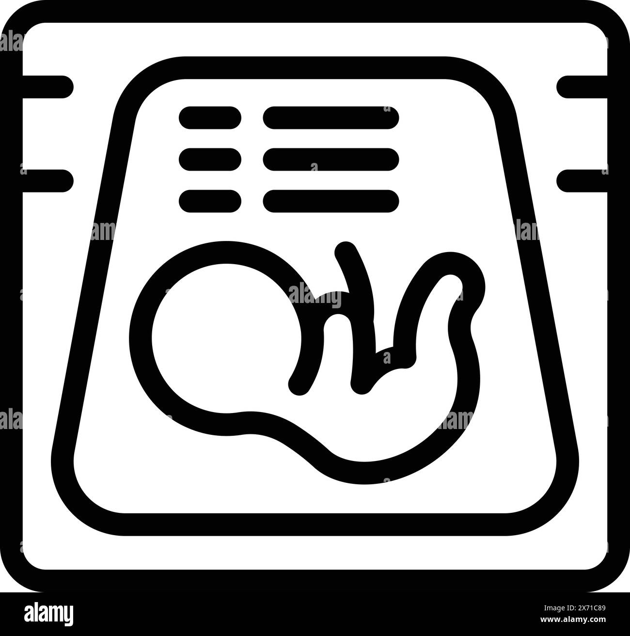 Minimalistic black and white ultrasound icon illustration for prenatal ...