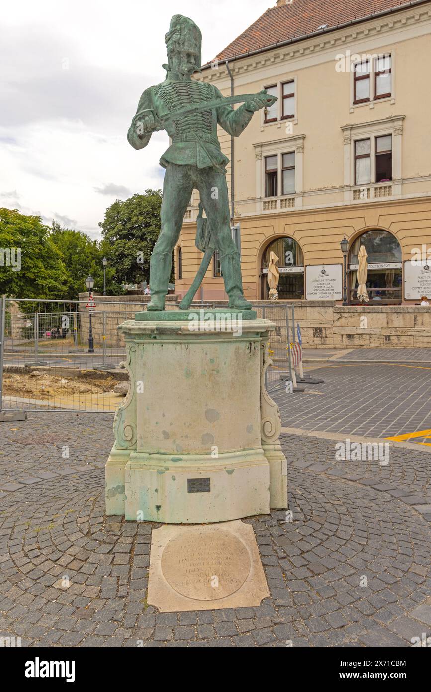 Budapest, Hungary - July 31, 2022: Bronze Statue of the Old Hussar ...