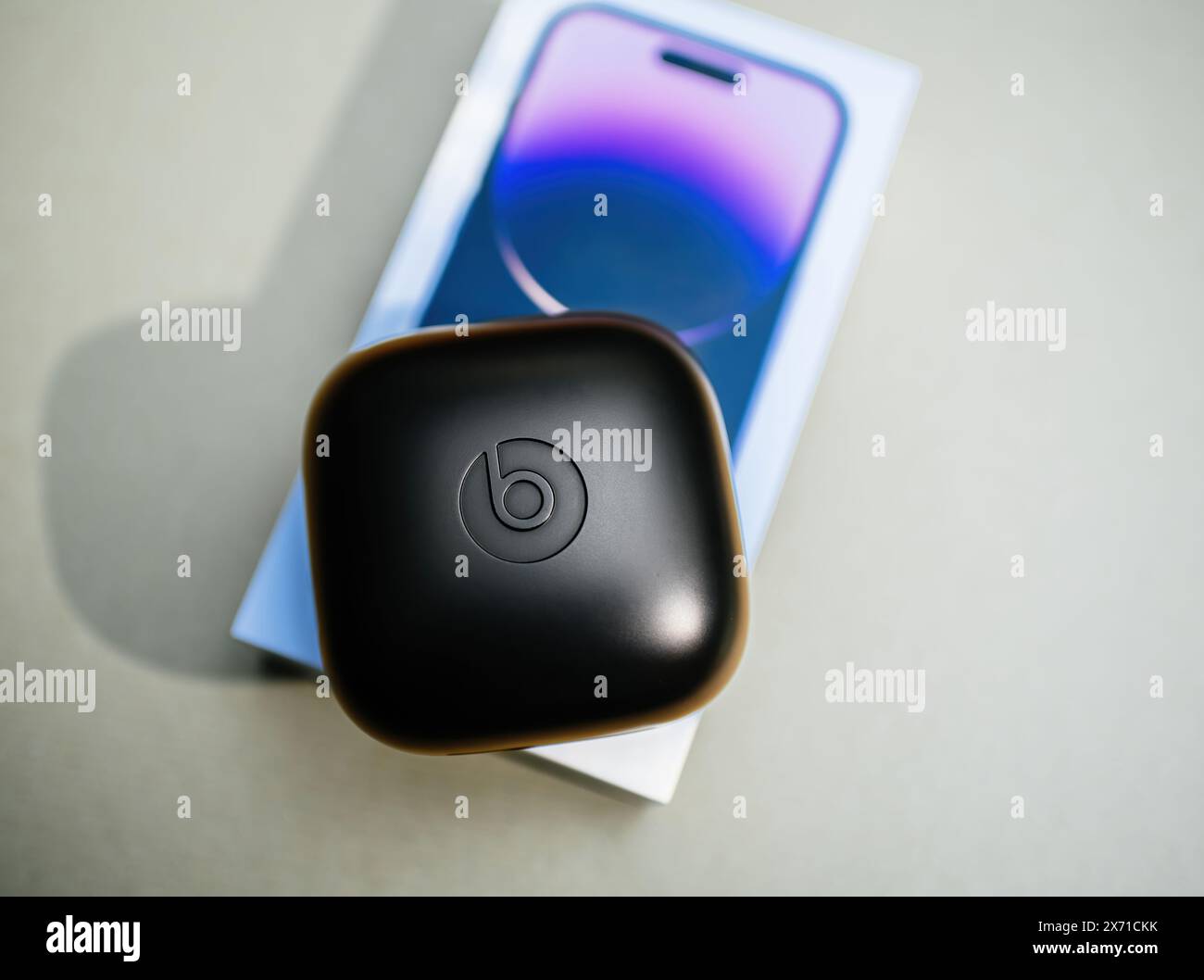 London, United Kingdom - Sep 29, 2022: A Powerbeats Pro charging case ...