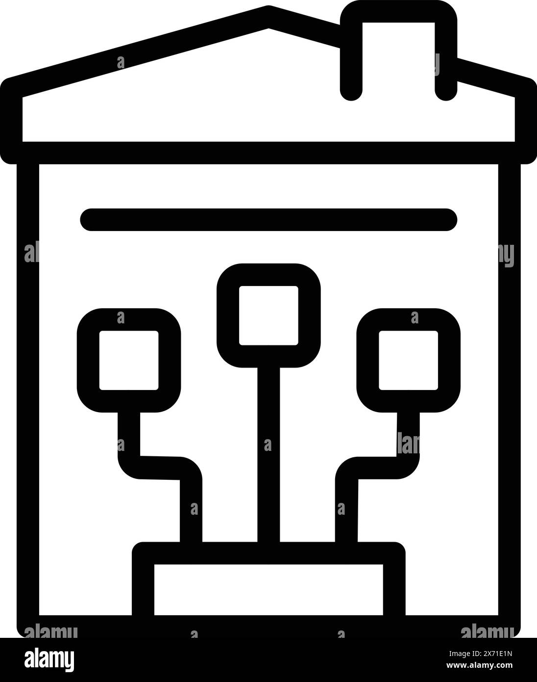 Internet enabled home icon outline vector. Smart house system ...
