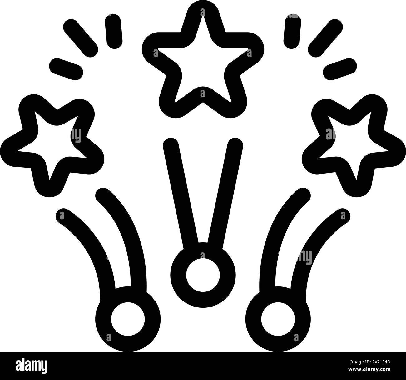 Vector illustration of celebration stars icon in minimalist black and ...