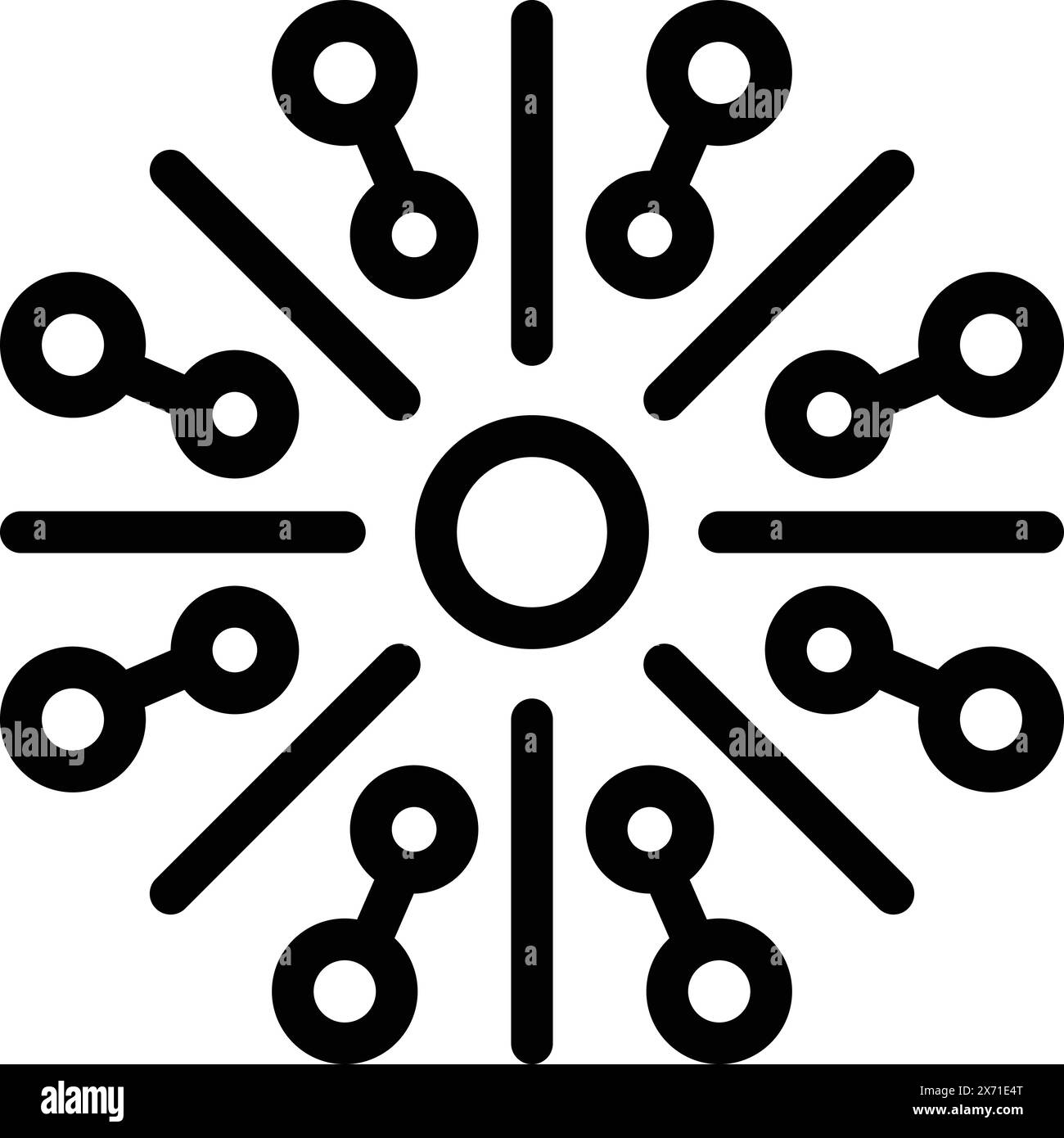 Black and white image featuring a radial pattern with interconnected nodes, ideal for ...