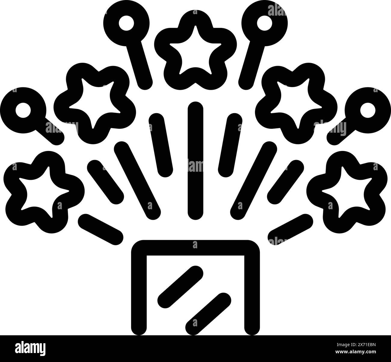 Minimalist black and white festive fireworks icon illustration for ...