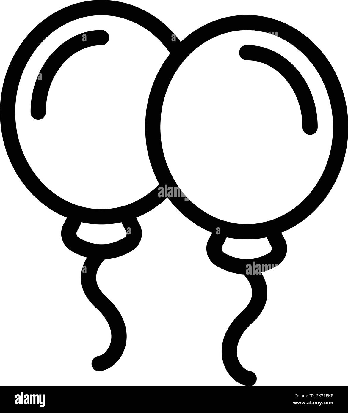 Simple black and white line drawing of two balloons, ideal for ...