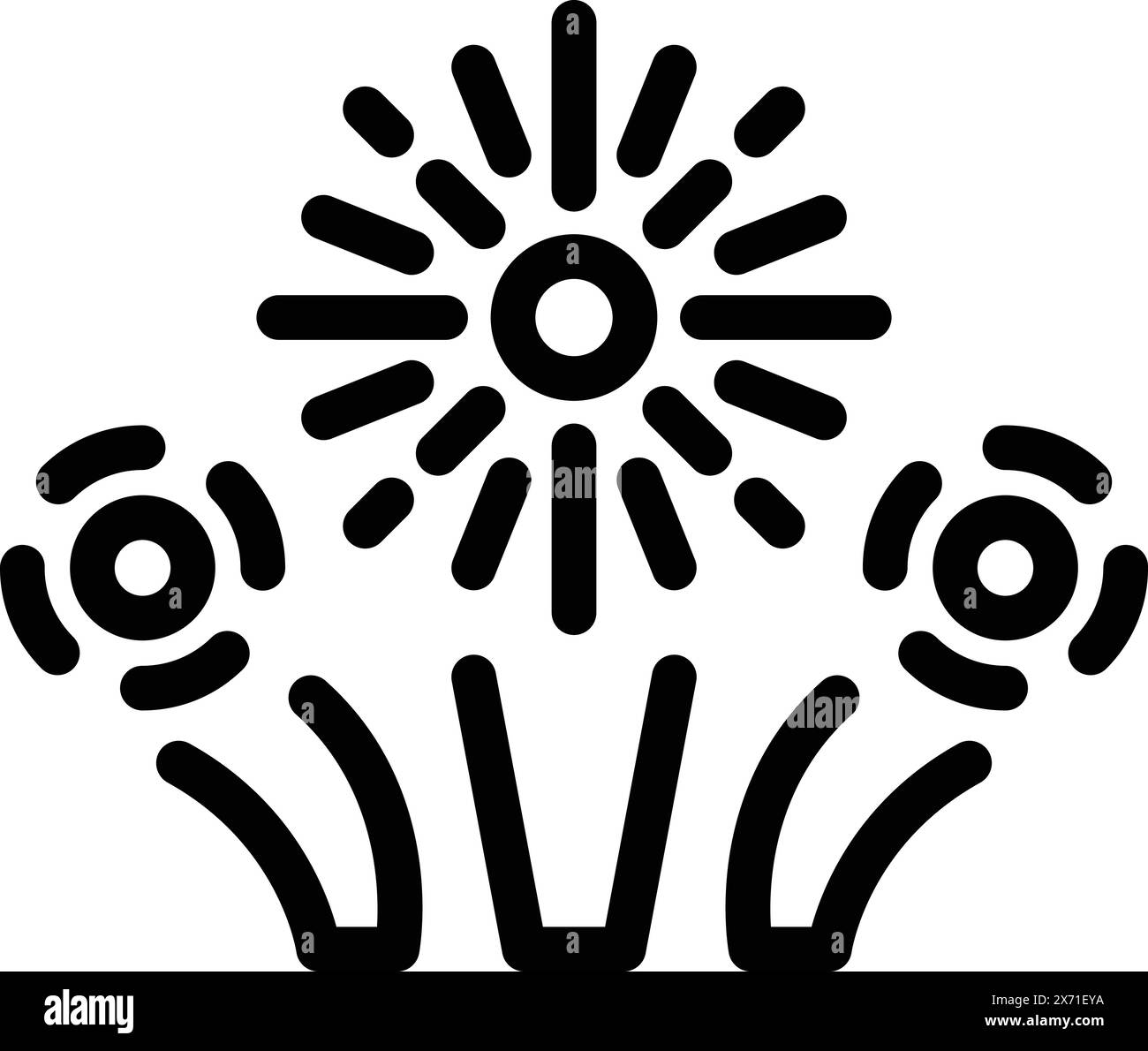 Graphic representation of a stylized sun with floral elements in a bold ...