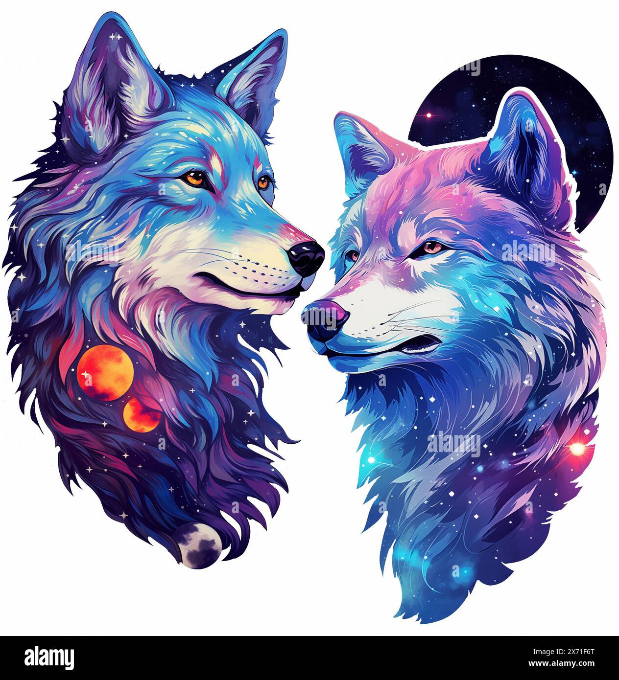 Cute kawaii ilustrations of wolf for stickers, emotes twitch, room ...