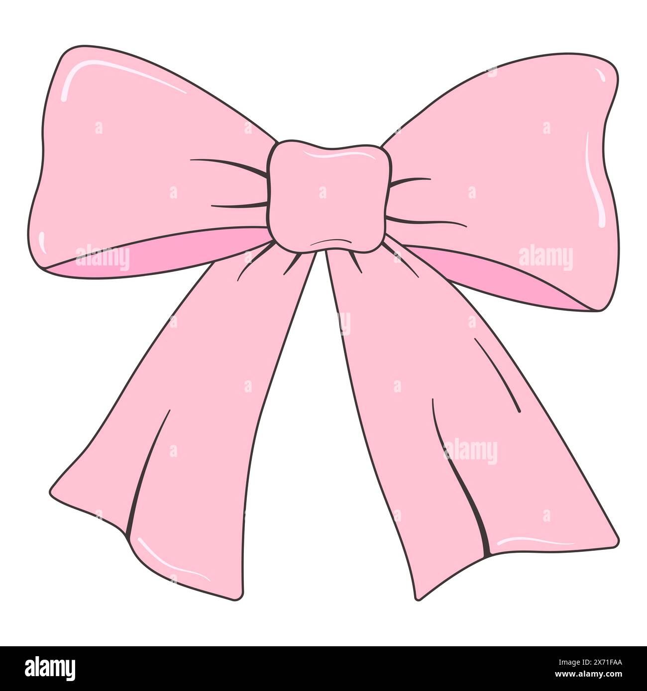 Cute Coquette Pink Bow. Hand drawn Bow. Pink Bowknot for Gift. Ribbon ...