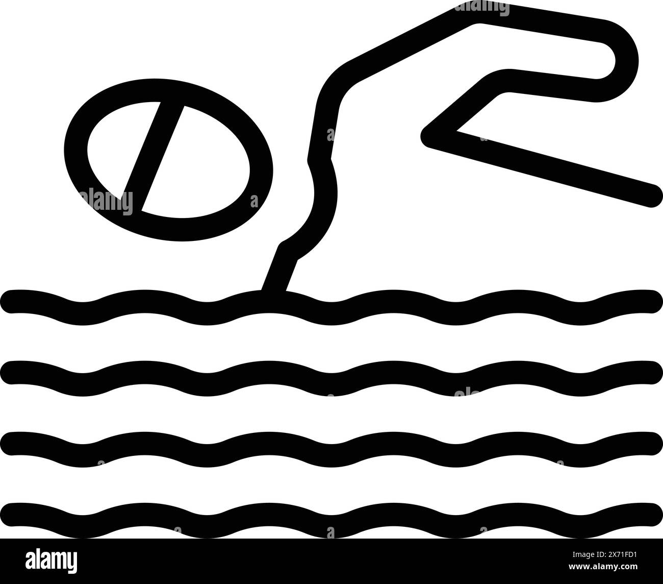 Minimalist vector illustration of a swimmer icon in black and white ...