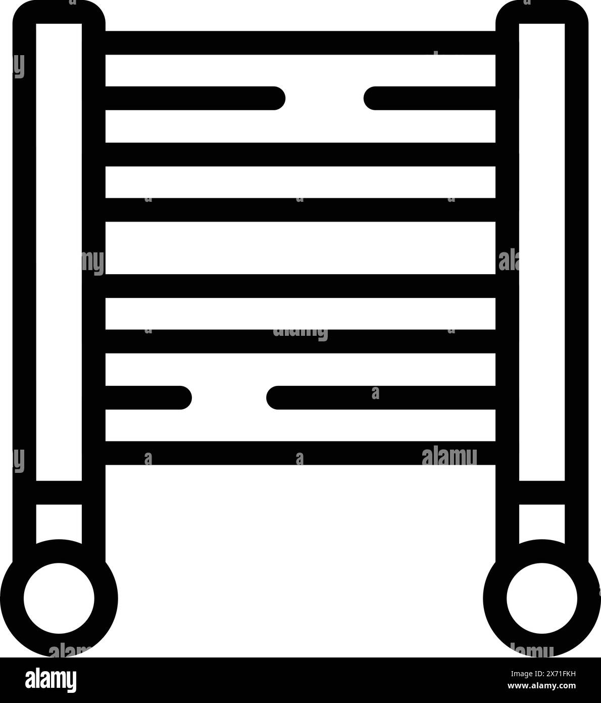 Simple line art icon of a ladder, displayed in black on a white ...