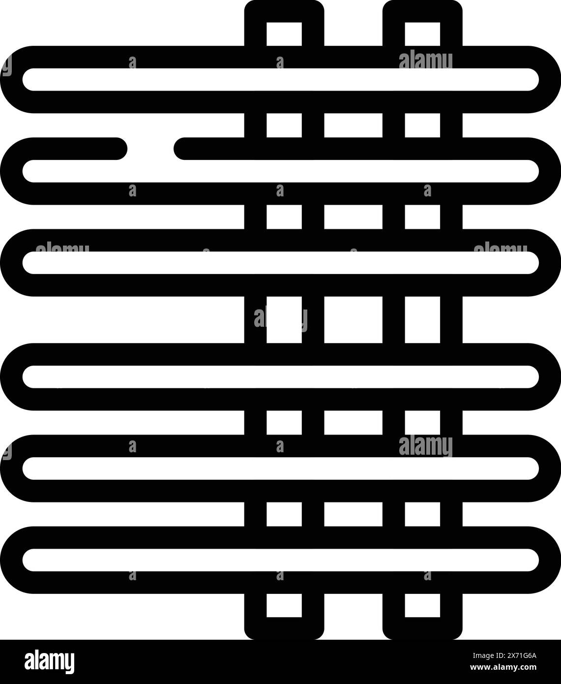 Simplistic line art illustration depicting an interwoven basket or ...
