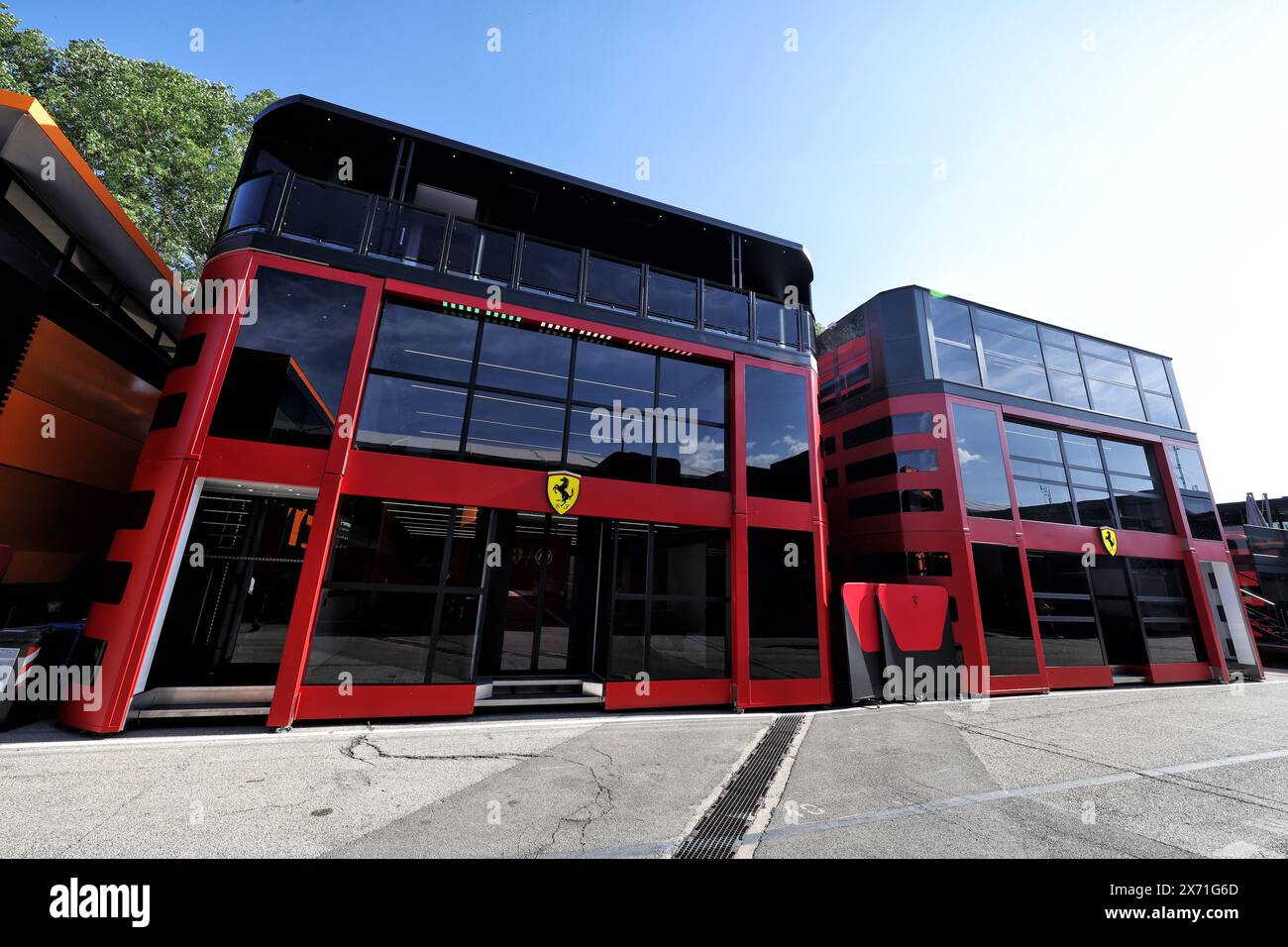 Imola, Italy. 17th May, 2024. Ferrari motorhome in the paddock. Formula ...