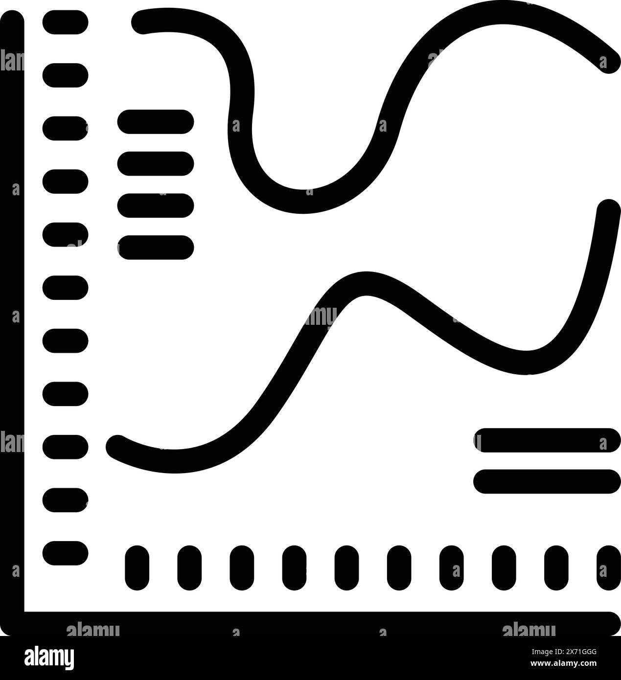 Simplified line graph chart icon with grid lines on a white background ...