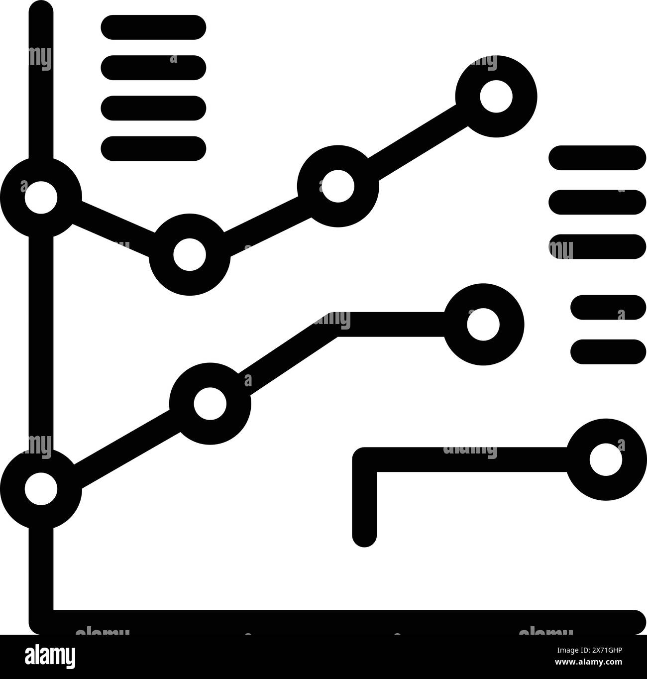 Minimalist abstract line graph icon in simple black outline design on ...