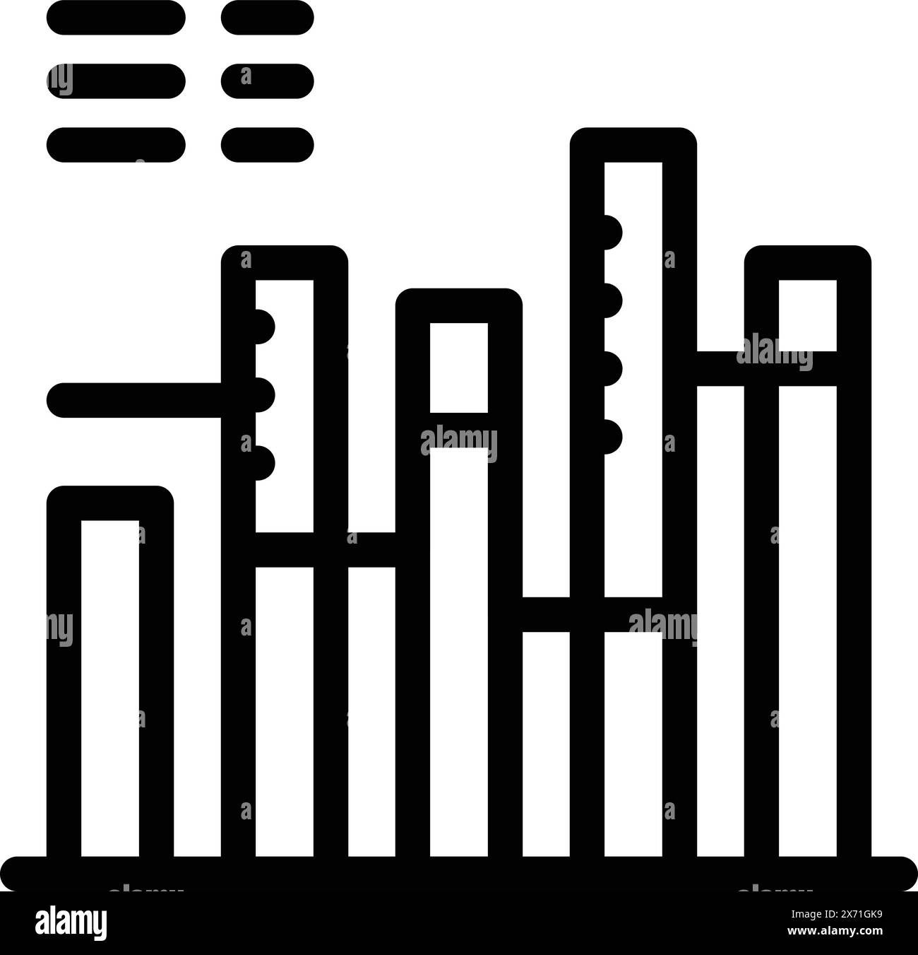 Minimalist black icon representing a city skyline with various ...
