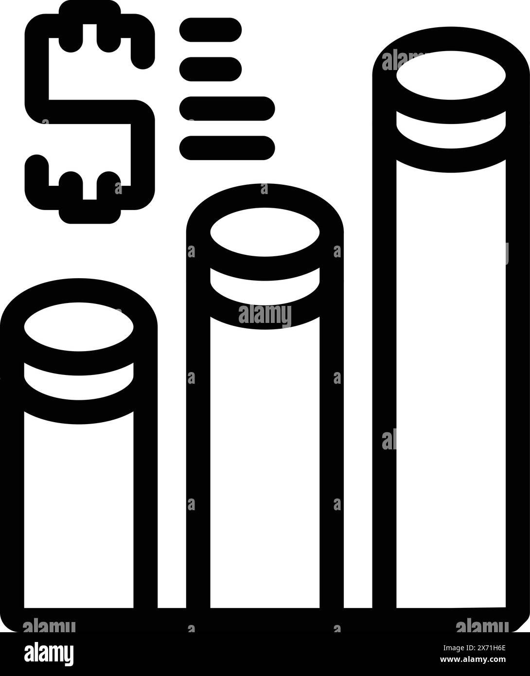 Outline vector icon representing financial growth with bar chart and dollar symbol Stock Vector ...
