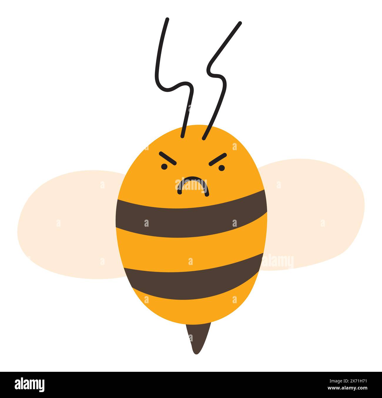 Fly angry Bee Emoji Icon. Cute kid character. Object summer Symbol flat ...