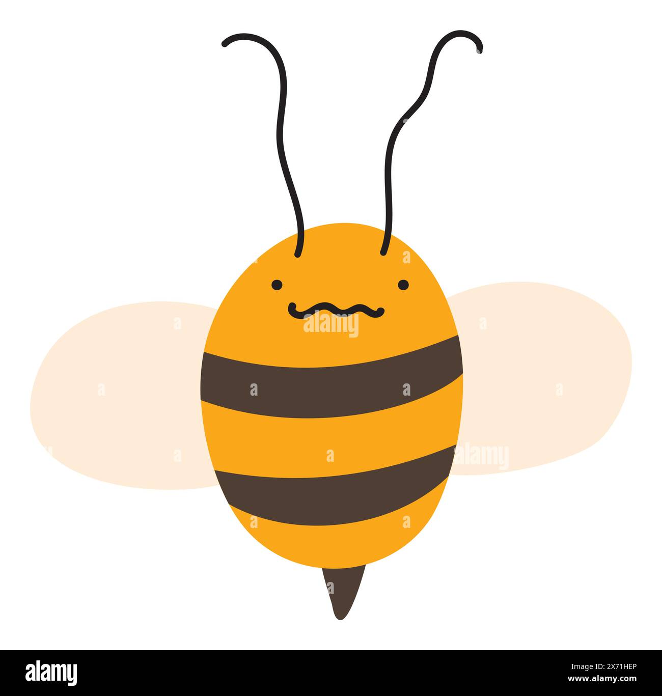 Fly silly Bee Emoji Icon. Cute kid character. Object summer Symbol flat ...