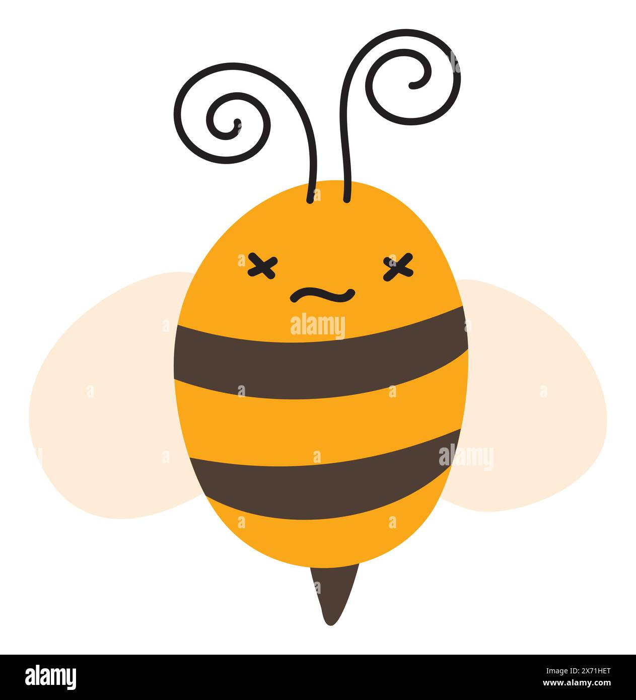 Fly tired Bee Emoji Icon. Cute kid character. Object summer Symbol flat ...