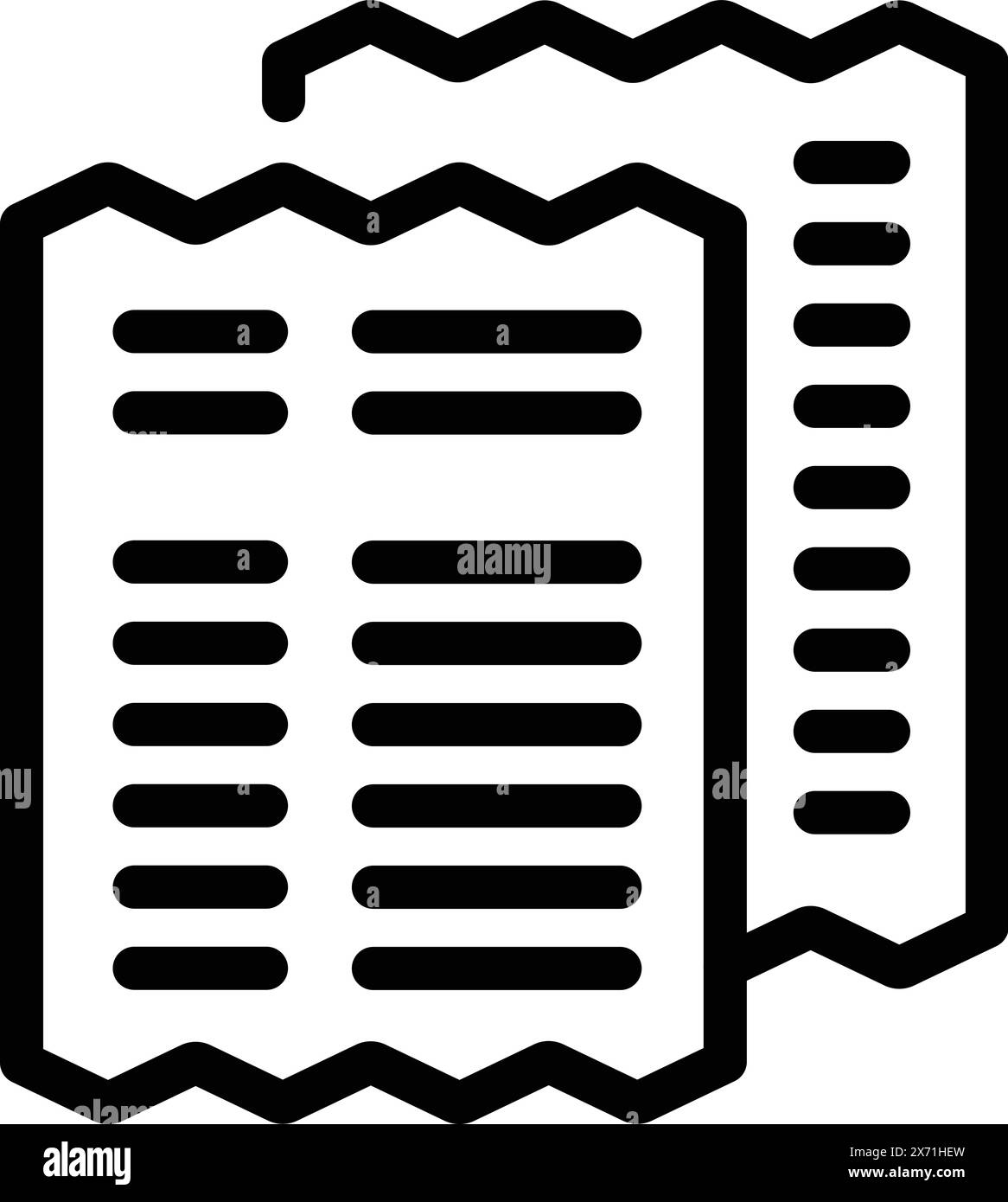 Black and white vector icon of two sheets of paper with one appearing ...
