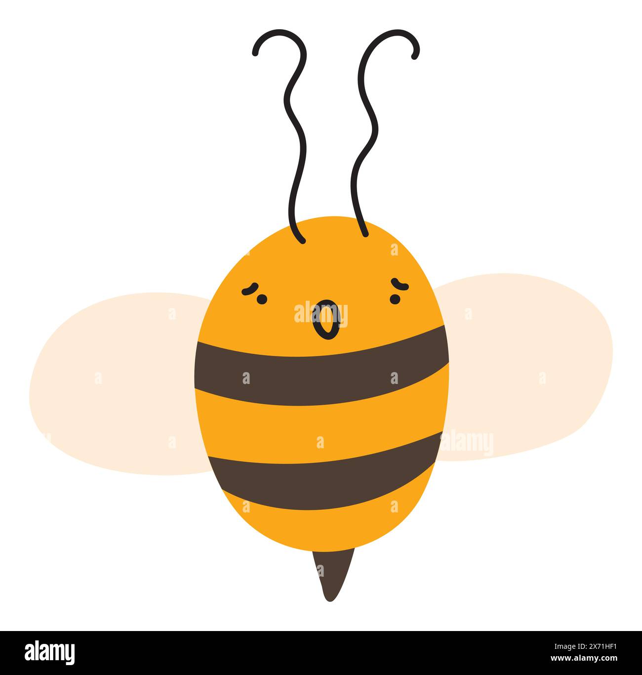 Fly worried Bee Emoji Icon. Cute kid character. Object summer Symbol ...
