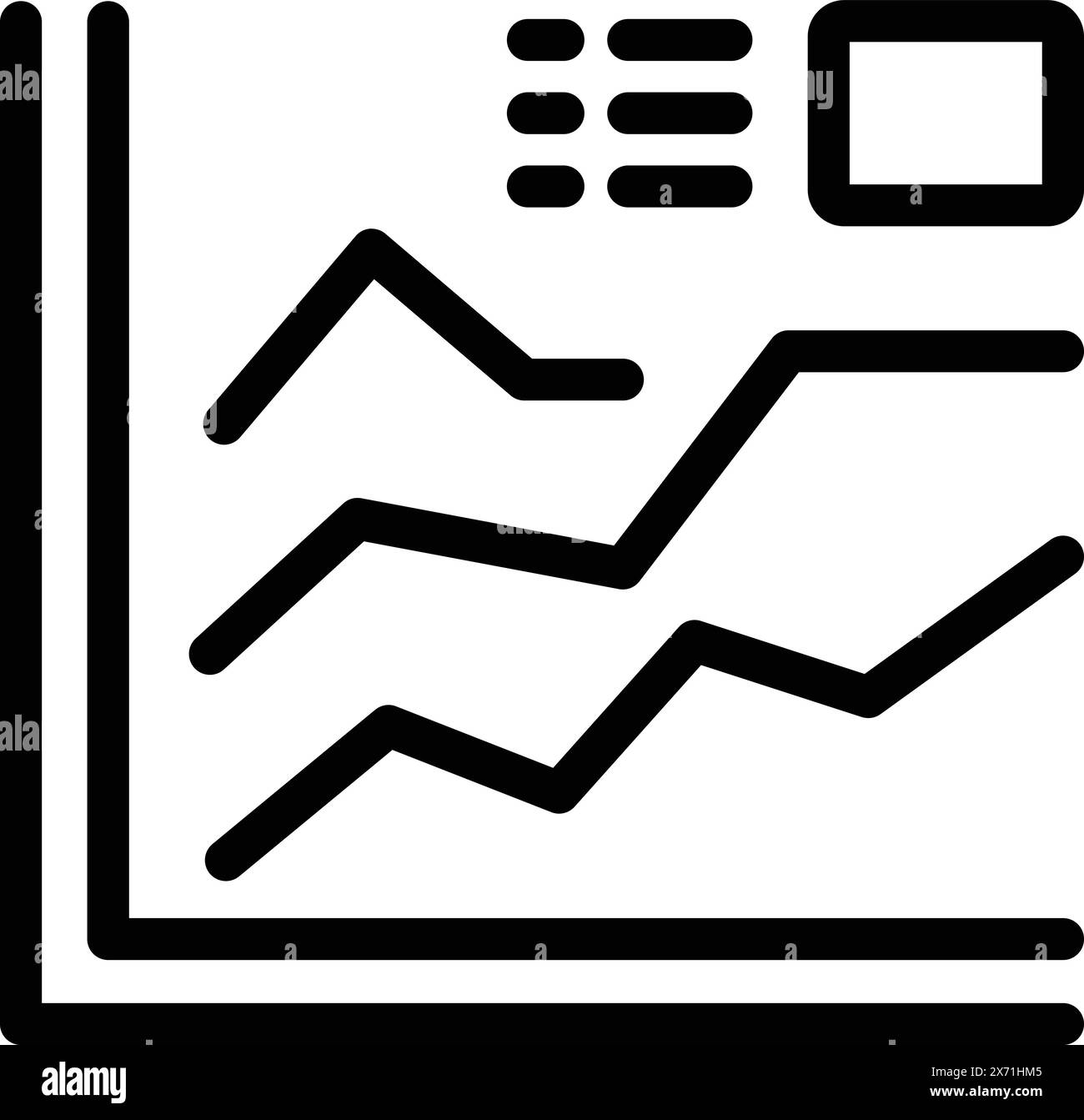 Vector illustration of black and white simple line graph icon for ...