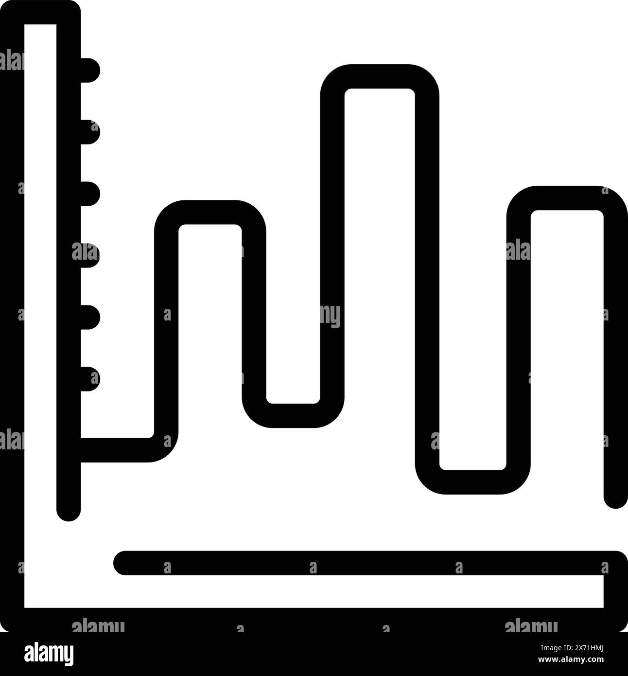Simple, clean illustration of a line graph with a ruler on the left ...