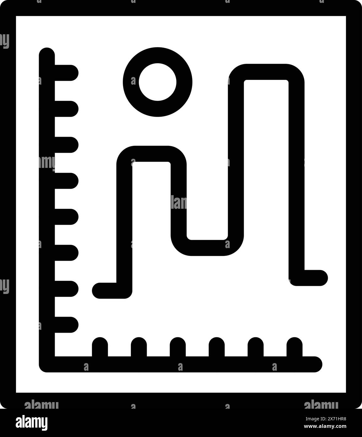 Black and white icon of a stylized person chart on graph background ...