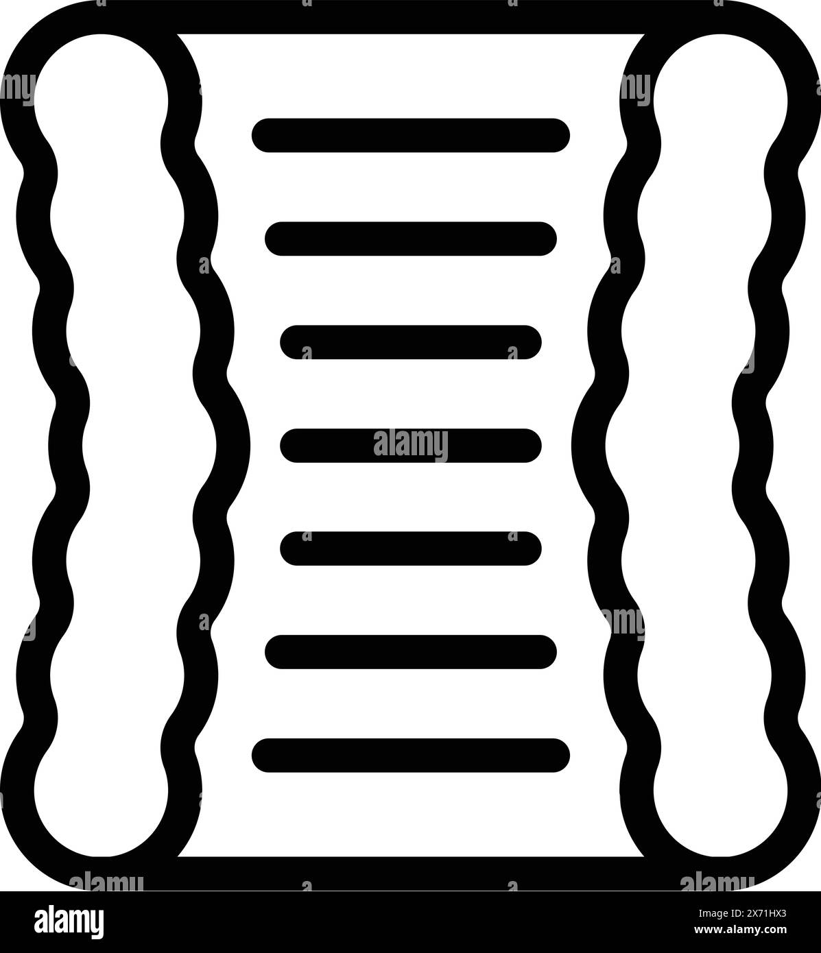 Vector illustration of a scroll icon in a simple black and white ...