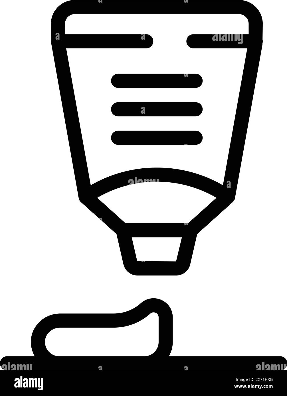 Simple line art icon of a toothpaste tube with a squeezedout portion ...