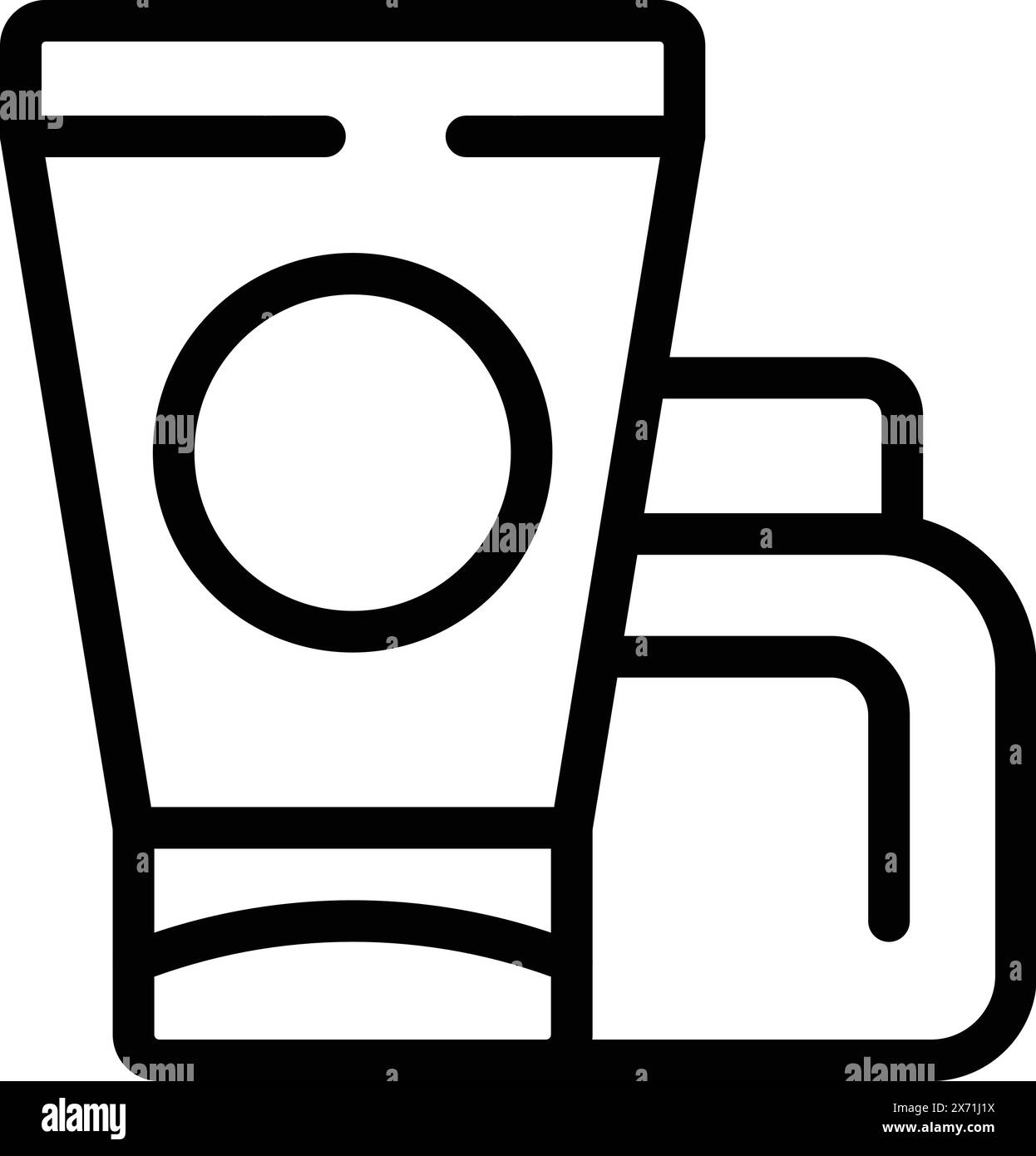 Vector illustration of a cream tube and bottle in simple line art style ...