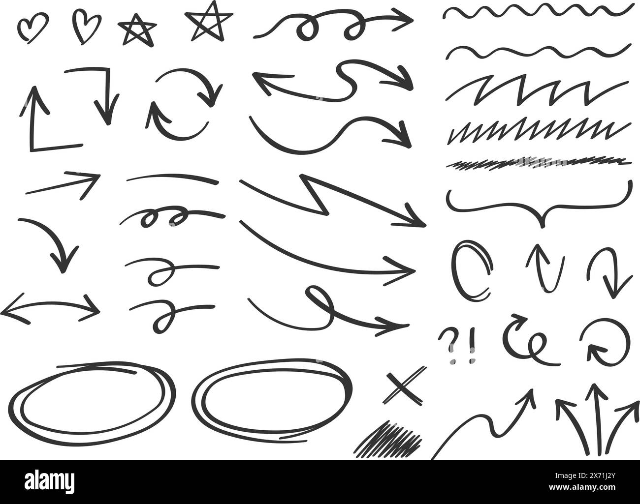 Arrows circles and abstract doodle icon in hand drawn style. Handmade ...