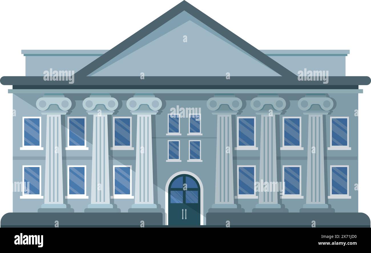 Bank building icon in flat style. Financing department vector illustration on isolated ...