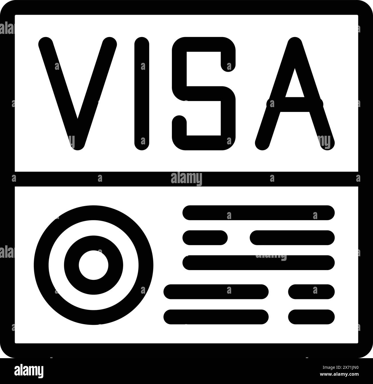 Visa Sticker Icon Illustration For Travel Document Passport With Line