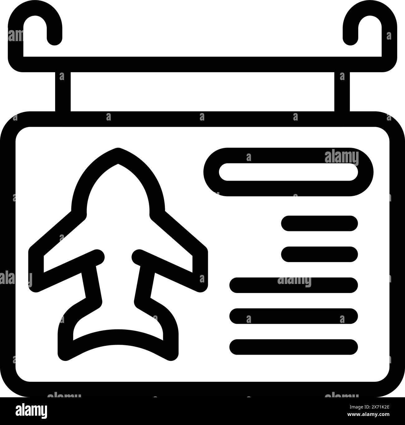 Flight departure board icon with airplane, flight information, and ...