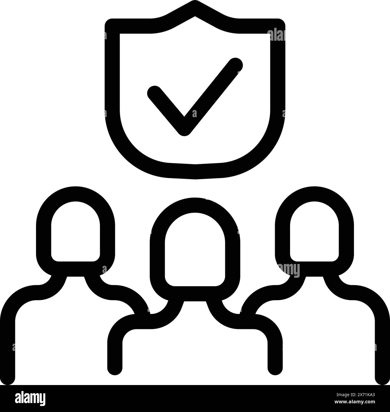 Vector illustration of team protection concept icon with shield symbol ...